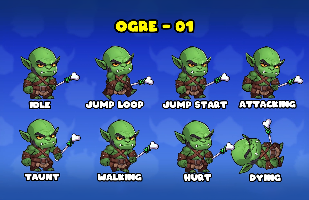 TIny Ogre 2D Animated Character (Mini) | GameDev Market