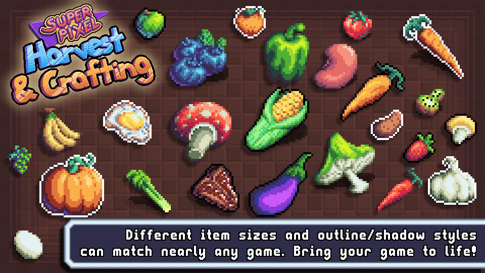 Super Pixel Harvest & Crafting (Pixel art inventory icons) | GameDev Market