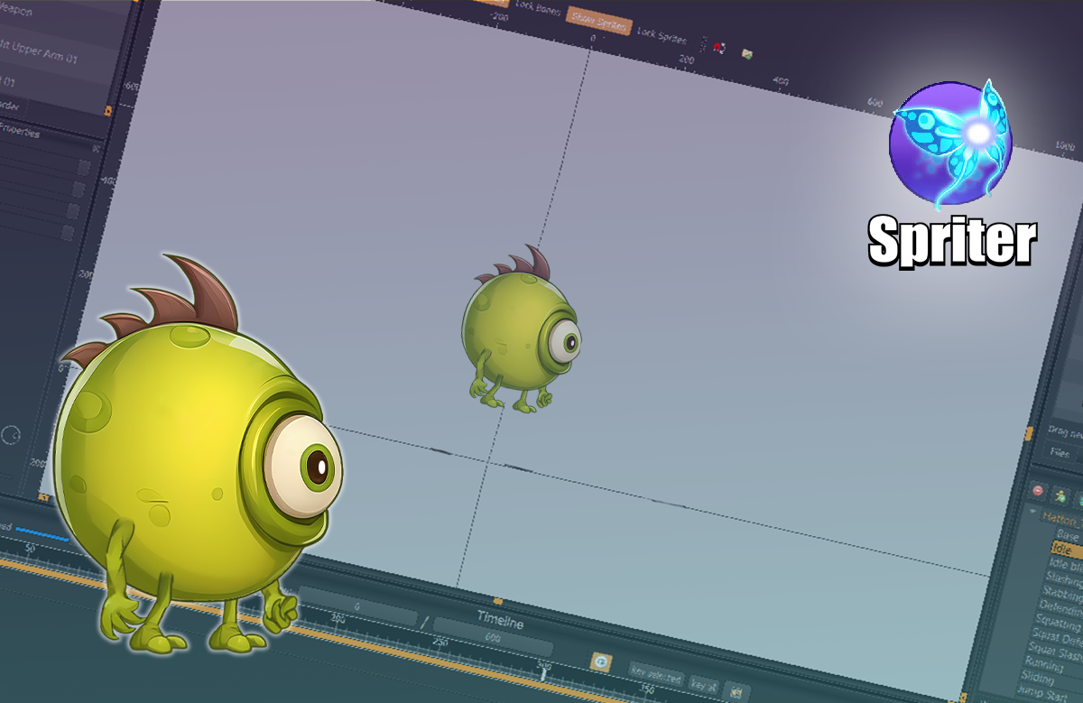 Green Eye Monster 2D Animated Character (Spriter) | GameDev Market