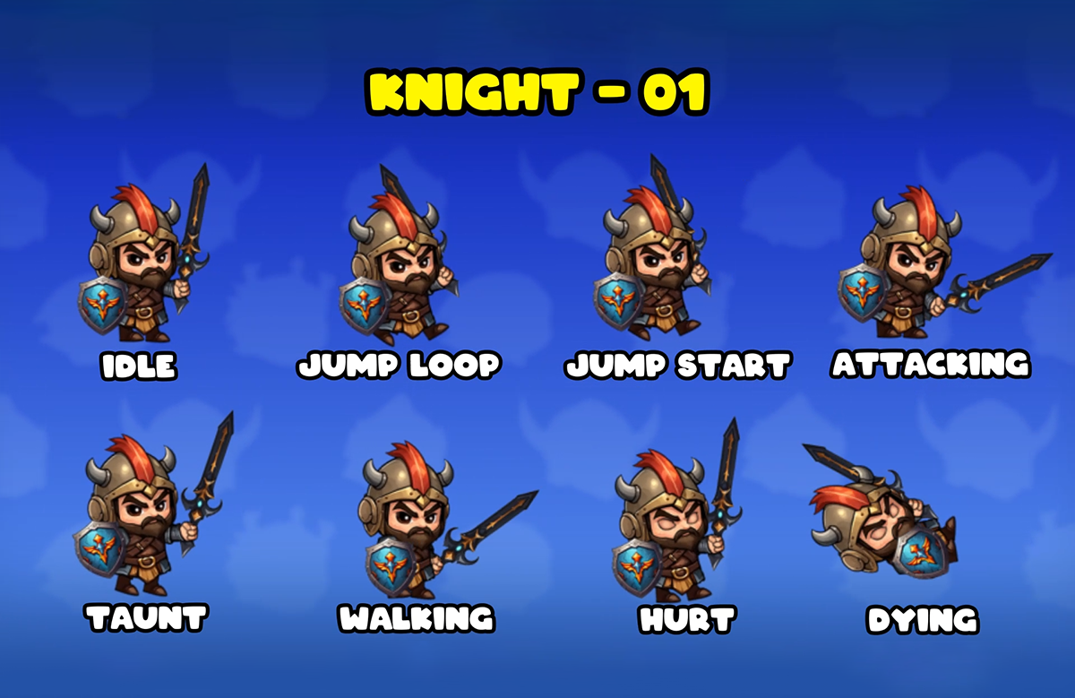 Knight 2D Animated Character (Mini) | GameDev Market