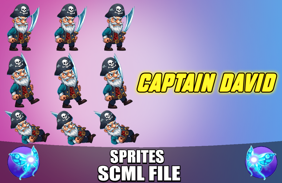 Captain David 2D Animated Character (Spriter) | GameDev Market