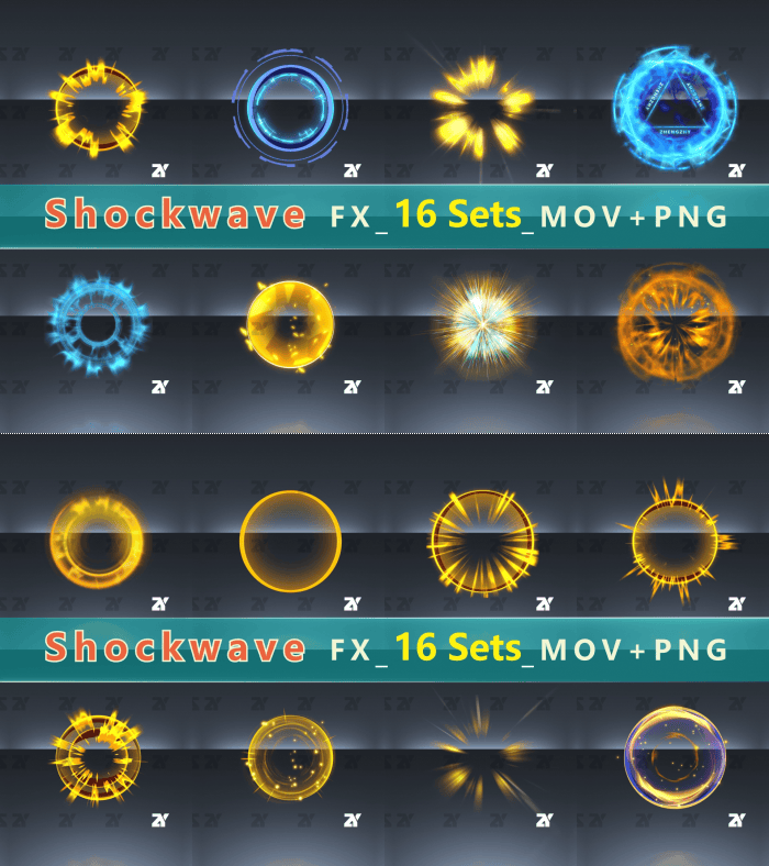 Shockwave FX_16 Sets_MOV+PNG | GameDev Market
