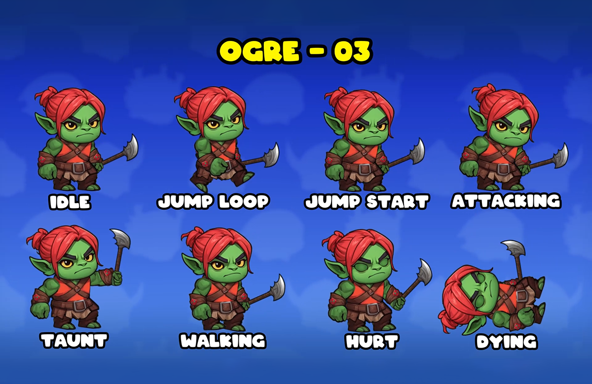 TIny Ogre 2D Animated Character (Mini) | GameDev Market