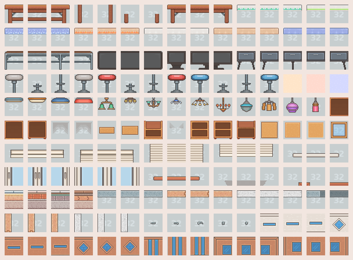 550+ SPRITES / TILES for BUILDING ROOMS | GameDev Market